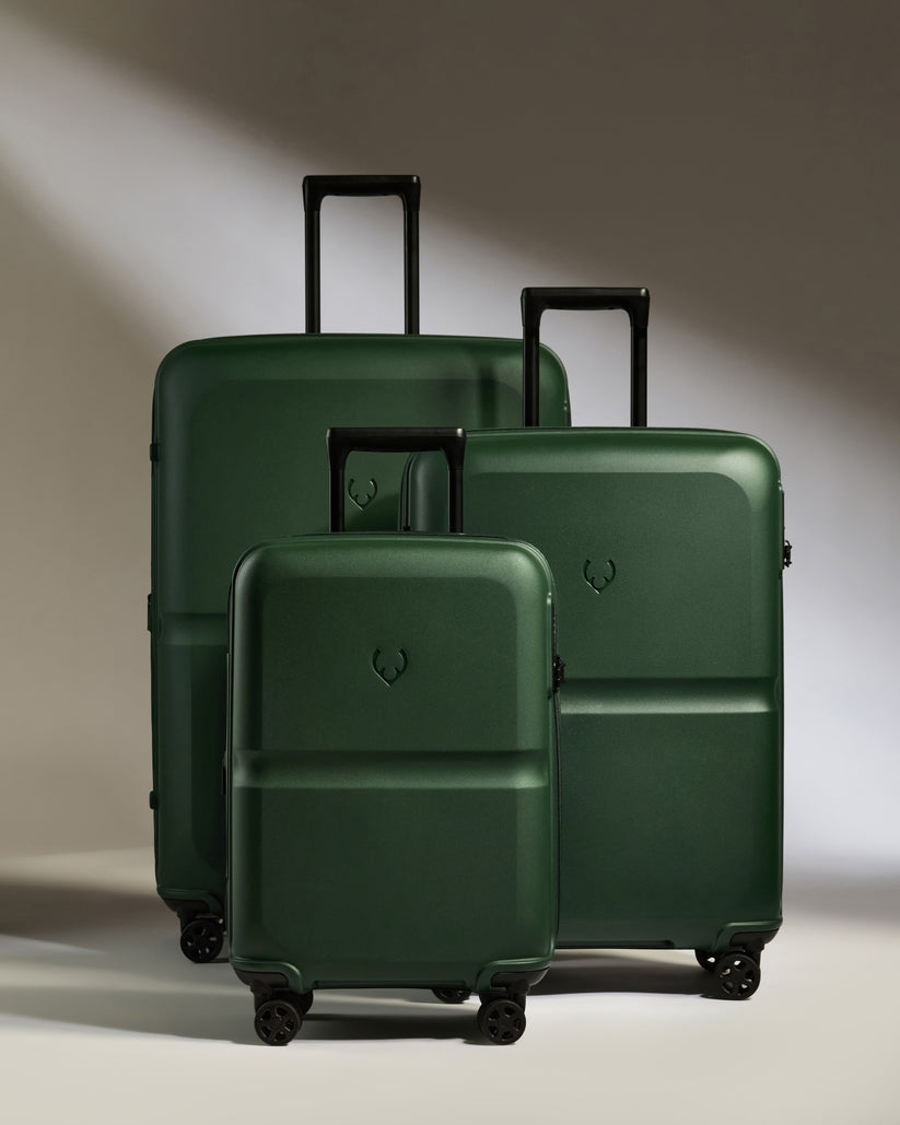 Expandable Carry-on Suitcase Set in Green - Single Stripe | Checked ...